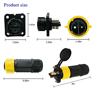 GaiRen 2 Pin 50Amp Trolling Motor Plug Receptacle Set, 12/24/36/48 Volt Marine Boat Power Waterproof IP67 Connector Trolling Boat Plug for Trolling Motors Compatible with 6/8 AWG wire Yellow