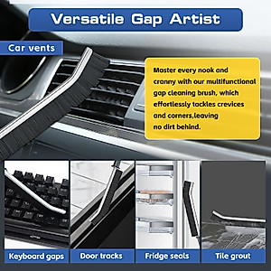 Nulubuu 3 Pcs Crevice Cleaning Brush, Hard Bristle Brush for Cleaning, Multifunctional Gap Cleaning Brush Tool, All-Around Cleaner Gap Brush for Kitchen, Bathroom, Tiles, Window Track (Black)