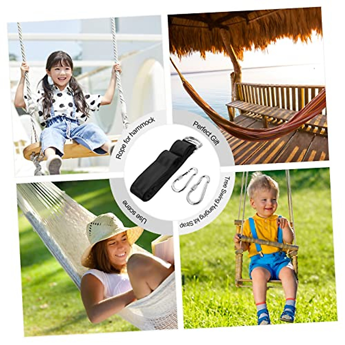 Toddmomy 1 Set Children's Swing Chair Baby Sets Kids Suit Swing for Kids Tree Swing Kit Swing Set Hanging Kit Outdoor Swing for Kids Rope for Hammock Tree Swing Hanging Kit Strap Black Tie
