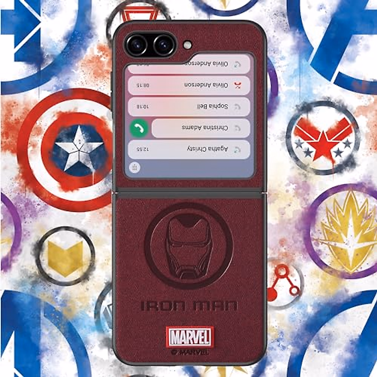 IRON SPIDER Case for Samsung Galaxy Z FLIP 5 5G, with Superhero character Compatible Galaxy Z FLIP 5 5G Leather Case WINE RED
