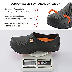 Non Slip Waterproof Clogs Shoes for Men, Zapatos para trabajar en Restaurante de Hombre Standing All Day Comfortable Nurse and Chef Shoes for Men, Men's Oil-Proof Work Shoes for Food Service Black