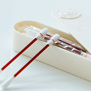 GLOGLOW Cotton Swabs Holder, Portable Cotton Swab Slim Case Mini Travel Swab Case for Organizing 5.3 x 1.4 x 0.9in(white)