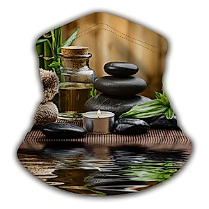 WONDERTIFY Zen Neck Warmer Basalt Stones Spa Oil Wood Green Bamboo Black Pebble Men Women Windproof Neck Gaiter Cold Weather Balaclava Ski Tube Scarf