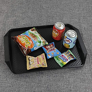 Vababa Black Plastic Fast Food Serving Trays, 4-Pack, 16.8-INCH x 12-INCH