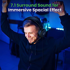 Jeecoo J100 Pro Gaming Headset - 7.1 Surround Sound, Detachable Noise Canceling Microphone, Lightweight & Ultra-Soft Cushion - for PS4 PS5 PC Switch Xbox One, Xbox Series X|S, Mobile
