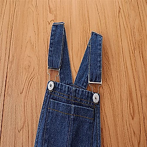 Infant Toddler Girls Overall Jeans Bell Bottoms Suspender Flare Pants Ripped Denim Trousers Two Layers Ruffle Leggings