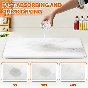 HCFQ Stone Drying Mat for Kitchen Counter,Quick Drying Diatomaceous Earth for Tableware Mat,18x14in Ultra Absorbent Fast Dry Non-Slip Heat Resistant Eco-Friendly Stone Dish Drying Mat( Marble Pattern)