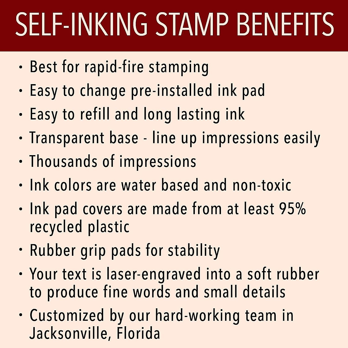 Custom Address Stamp - 5 Font Options - 3 Line Self-Inking Address Stamp - Up to 3 Lines of Customized Text | Multiple Ink Color Options