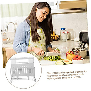 Hoement Knife Holder Dish Drying Racks Kitchen Accessory Display Stand Silverware Draining Chopstick Cage Kitchen Cabinet Organizer Household Rack Desktop Holder Blocks White Carbon Steel