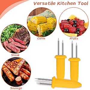 Elcoho 50 Pieces Stainless Steel Corn Holders Corn on The Cob Holders Prong Skewers with Storage Box