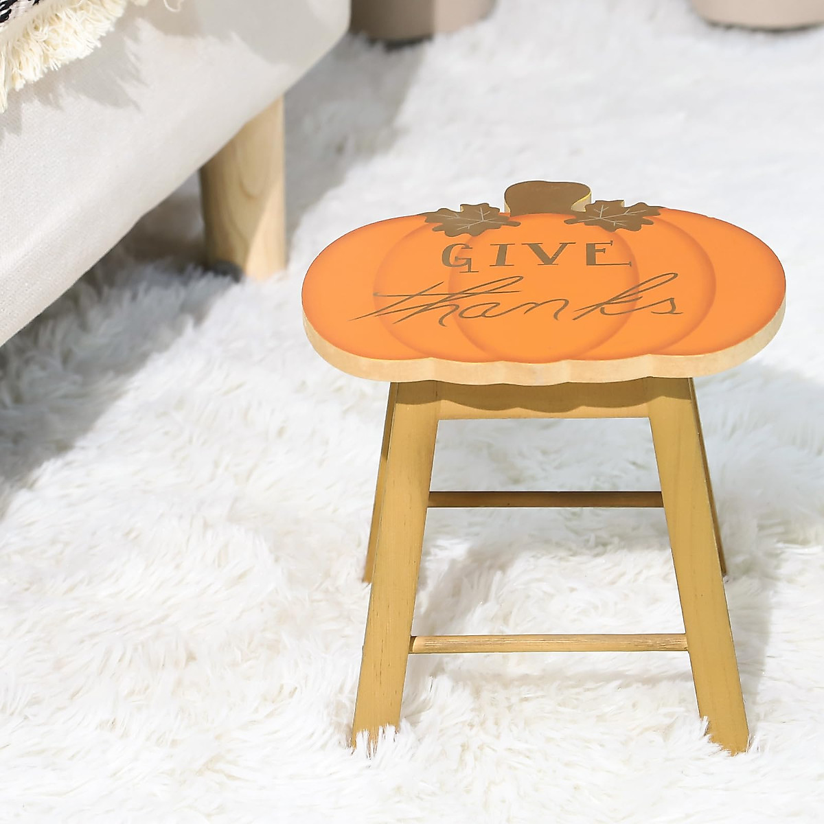 Viagem 7.1 Inch Step Stool Holds up to 200Lbs Suitable for Kitchen Bathroom Living Room Garden Playroom Classroom (Chocolate,Pumpkin), 19.5*19.5*18.5cm