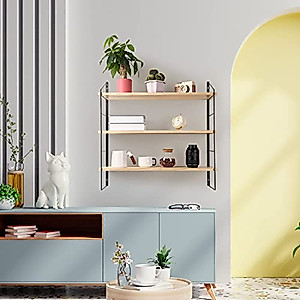 TOYLNGA Floating Shelves,3 Tier Industrial Bookcases,Wall Mounted Hanging Shelf,Modern Book Shelves Shelving for Bedroom, Living Room,Office Storage & Organization