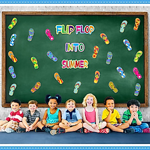 Flip Flop Accents Colorful Flip Flop Cutouts Summer Bulletin Board Wall Decor Hawaiian Beach Pool Party Cutouts with Glue Point Dots for Classroom Party Decoration (120 Pieces)