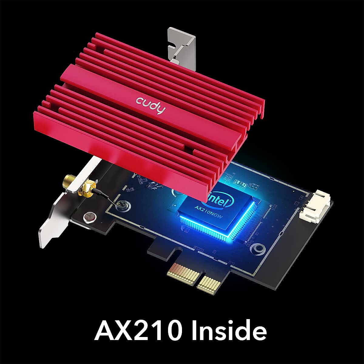 Cudy New AX5400 WiFi 6E PCIe Card, Bluetooth 5.2 PCIe Adapter, AX210 Inside,Tri Band Wireless Adapter, Bluetooth 5.2, Low-Profile Bracket, WPA3, MU-MIMO, OFDMA, Heat Sink, Windows 11, 10, WE4000
