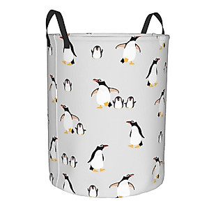 FeHuew Cute Penguins Baby Cartoon Collapsible Laundry Basket with Handle Waterproof Hamper Storage Organizer Large Bins for Dirty Clothes,toys