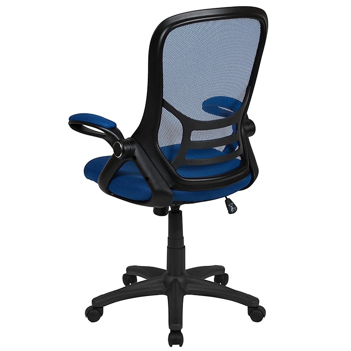 Flash Furniture Porter High Back Mesh Ergonomic Swivel Office Chair with Lumbar Support, Flip-Up Arms, Tilt Lock/Tilt Tension, Height Adjustable, Blue/Black Frame