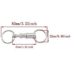 TAODAN 5-Pack Heavy Duty Dual Key Ring Quick Release Detachable Pull-Apart Key 2 Split Rings Keychains Lock Holder Key Accessory