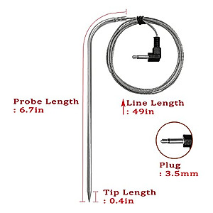 Replacement for Pit Boss Meat Probe Parts, Compatible with Pit Boss Pellet Grills and Pellet Smokers, 3.5 mm Plug, 2 Pack Grill Temperature Probe Comes with Grill Clip Holder 2 Pack