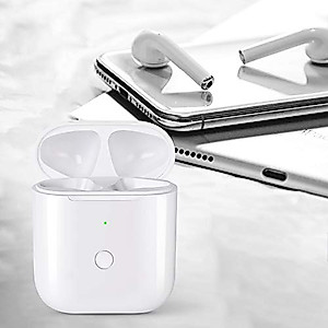 Charging Case for Airpod 1/2, Support Cable & Wireless Charger, Wireless Case Replacement Built-in 450 mAh Battery with Sync Pairing Button, No Earbud (White)