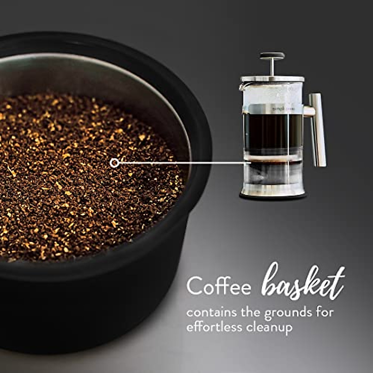 Simpli Press French Press Coffee & Tea Maker - Easy Cleanup & Customizable Smooth Coffee - Patented - Plastic-Free Premium Stainless Steel 34 oz - Black Color