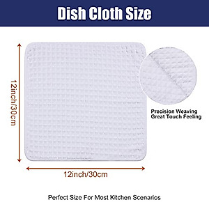 Homaxy Premium Microfiber Waffle Weave Kitchen Dish Cloths, 12 x 12 Inch Ultra Absorbent and Solid Color Dish Towels for Kitchen Fast Drying Dishcloth for Washing Dishes, 6 Pack, White