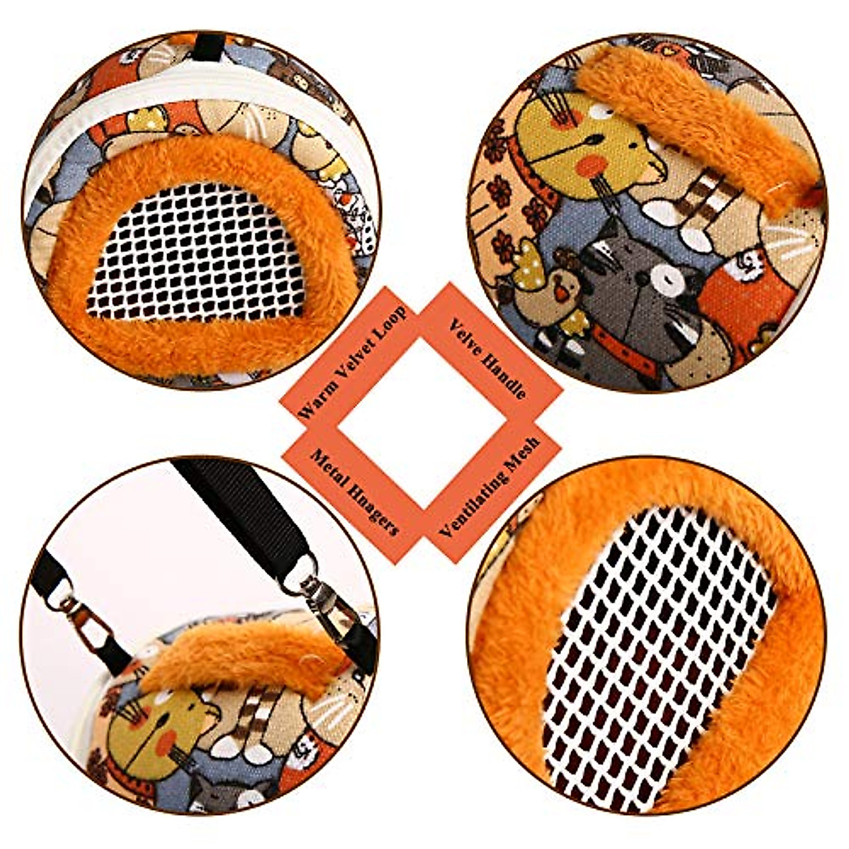 Small Pets Carrier Bag, Portable Rats Sugar Glider Guinea Pig Chinchillas Hamster Hedgehog Outdoor Travel Carrier Pouch Bag, Small Animals Breathable Hanging Tote Bag with Detachable Strap Zipper