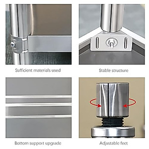 Kitchen Work Table Scratch Resistent and Antirust Metal Stainless Steel Work Table with Adjustable Table Foot Scratch Resistent for Commercial Kitchen, Restaurant, Hotel and Garage