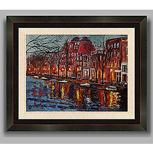 (SOLD) Lights Along Amsterdam - the canals of the Netherlands by internationally renown painter Yary Dluhos