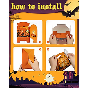 Liobelon 24 Pieces Halloween Treat Boxes Trick or Treat Bags Halloween Goodie Bags Halloween Cookies Goodie Boxes With Handles Ghost Gift Boxes Halloween Party Supplies for Sweets, Toys, Pastry, Gifts