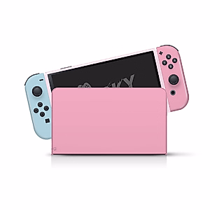Tacky Design Pink Colorwave Skin Compatible with Nintendo Switch OLED Skin Wrap Cover, Color Blocking Skin for Nintendo Switch OLED Stickers, Premium Vinyl 3M Full Wrap Decal