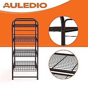 AULEDIO 4-Tier Shoe Rack,Stackable and Adjustable Multi-Function Wire Grid Shoe Organizer Storage,Extra Large Capacity, Space Saving, Fits Boots, high Heels, Slippers and More(Bronze)