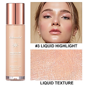 Natural Glow Liquid Filter Makeup, Longwear Face Luminizer, Complexion Booster For Any Part of the Body, Liquid Highlighter with Brush Kit, Infused Hyaluronic Acid, 1.06 fl oz (#03 LIGHT/MEDIUM)