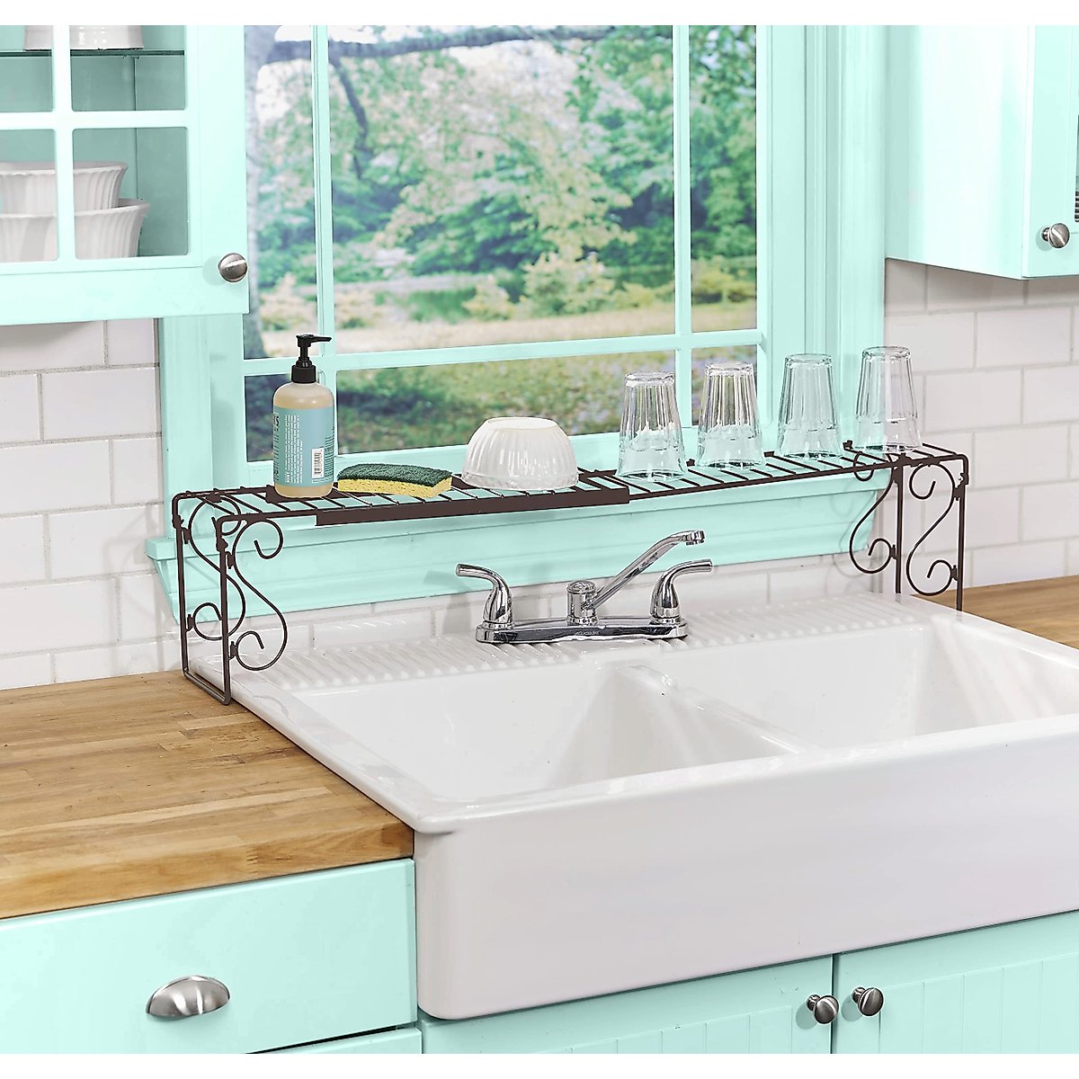 Kovot Expandable Over The Sink Shelf Extends in length from 24.5" to 40.75" | Add additional storage for soaps, cleansers, sponges and more 8.5" H x 5.75" D (Bronze)