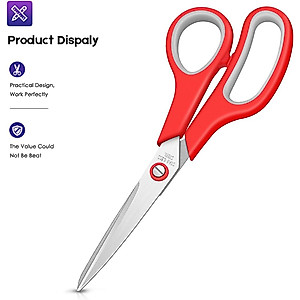 Scissors Bulk of 6-Pack, Taotree 8" Scissors All Purpose Comfort Grip Sharp Scissor for Office School Supplies, Classroom Student Teacher Craft Sewing Fabric Scissor, Paper Cutter, Scrapbook Supplies