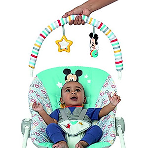 Bright Starts Disney Baby MICKEY MOUSE Infant to Toddler Rocker & Seat with Vibrations and Removable -Toy Bar, 0-30 Months Up to 40 lbs (Original Bestie)