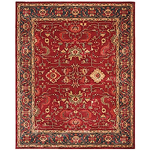 SAFAVIEH Mahal Collection Area Rug - 8' x 10', Red & Navy, Traditional Oriental Design, Non-Shedding & Easy Care, Ideal for High Traffic Areas in Living Room, Bedroom (MAH693F)