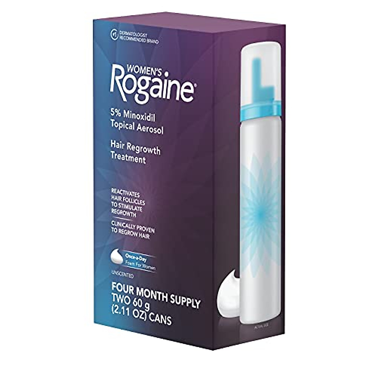 Women's Rogaine 5% Minoxidil Foam for Hair Thinning and Loss, Topical Treatment for Women's Hair Regrowth, 4-Month Supply