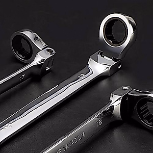 7mm Metric Flex-Head Ratchet Wrench,Box End Head 72-Tooth Ratcheting Combination Wrench Spanner