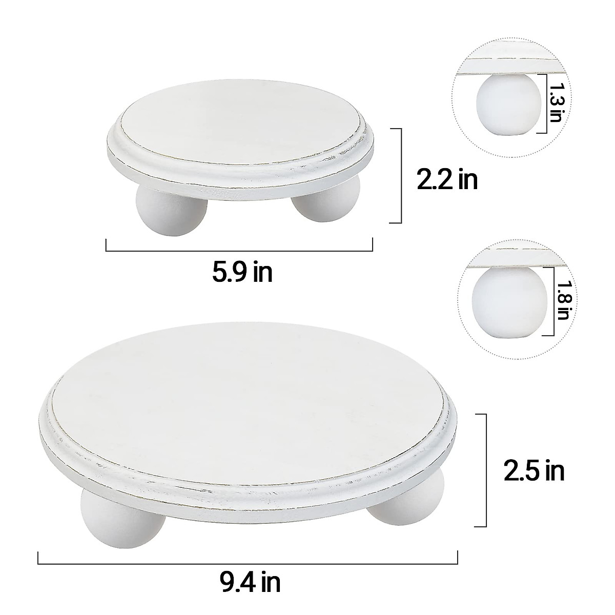 Megsooul Decorative Wood Riser for Display, Farmhouse Pedestal Stand, Stackable Table Decor, Rustic White Display Tray