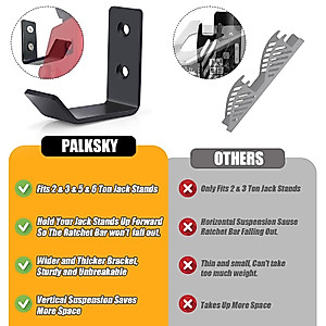 Palksky 8 Pcs Jack Stands Wall Mount Organizer, Car Jack Stands Storge Rack/Hanger/Hook Wall Mount Heavy Duty Stainless Steel Holder Fits 2 & 3 & 5 & 6 Ton Lifting Jack Stands