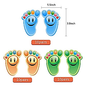 30 Pairs Kids Footprint Stickers for Classroom Floor Lineup Spots Adhesive Vinyl Animal Stickers Social Distancing Floor Decals for Kids Nursery Floor Stairs Decor, 3 Colors