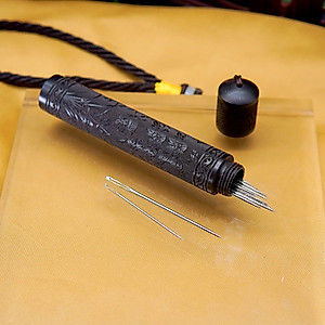 Yuchew Needle Case Sewing Needle Holder 2 Packs Portable Wooden Embroidery Needle Case Needle Tube Keeper Container for Storage Tapestry Cross Stitch Leather Darning Needle, Toothpick, Pill (Bamboo)