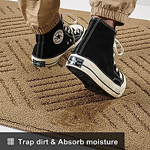 Pocass Indoor Doormat, Brown Front Door Mat, 20" x 32" Non Slip Durable Resist Dirt Entrance Rugs for Outdoor Entryway, Patio, Inside Porch, Low-Profile, Machine Washable