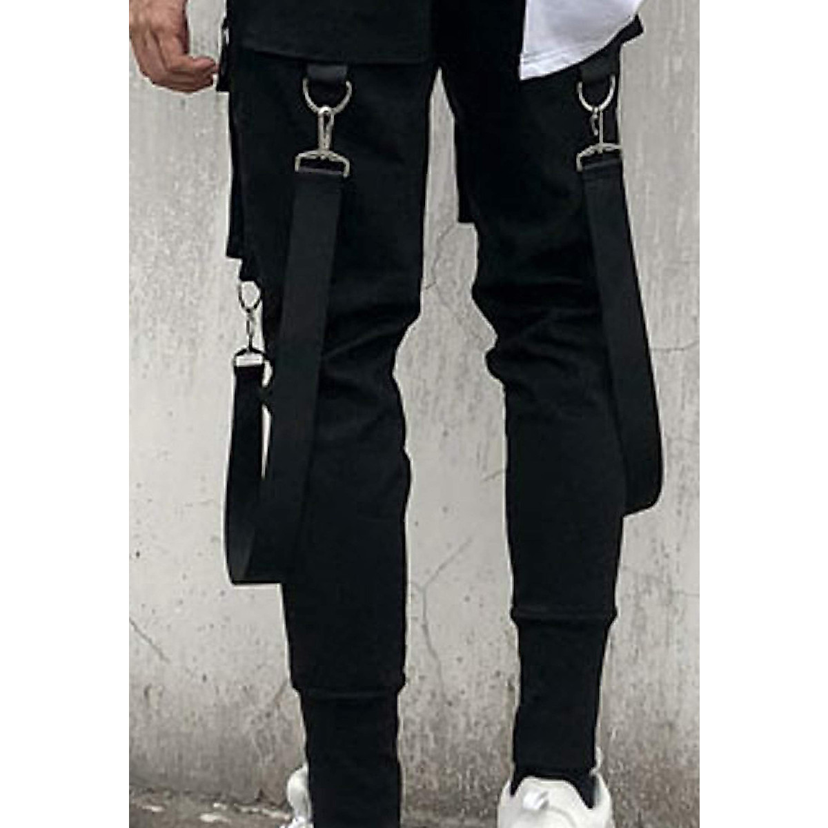 MOKEWEN Men's Multi Pocket Street Punk Hip Hop Casual Cargo Trousers Joggers Dancing Harem Pant 31-32