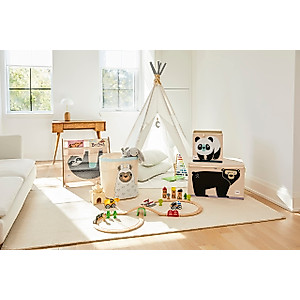 3 Sprouts Large Toy Storage Basket - Durable Kids & Baby Toy Bin with Handles for Toy Basket Storage, Round Hamper for Laundry in Nursery & Playroom, Llama