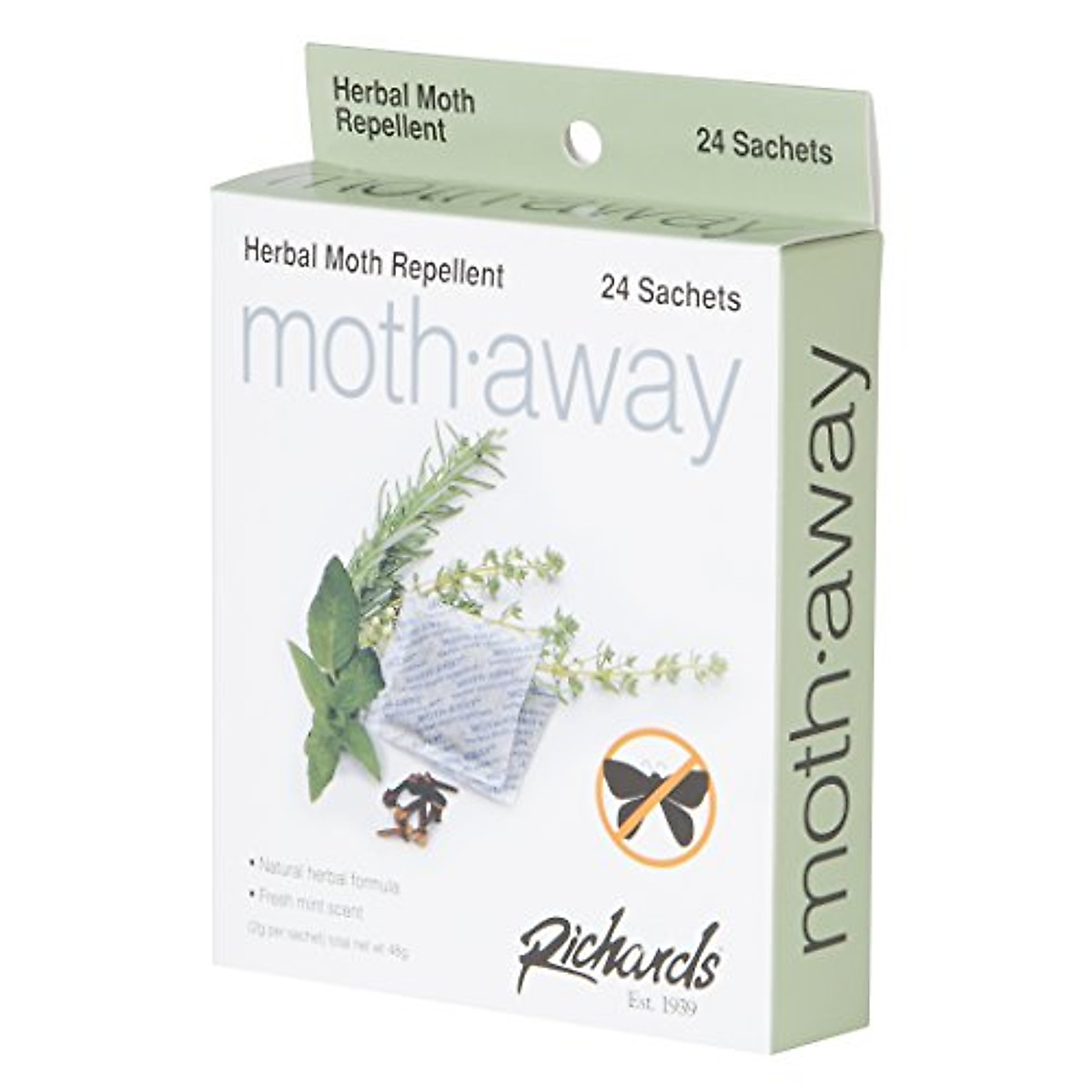 Richards Homewares Moth Away Herbal Non Toxic Natural Repellent, Count, 24-Sachets