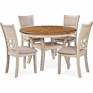 New Classic Furniture Mitchell 5-Piece Dining Set with 1 Table and 4 Chairs, Bisque/Brown
