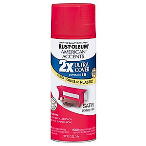 Rust-Oleum 284977 American Accents Ultra Cover 2X Satin, 12 Fl Oz (Pack of 1), Poppy Red