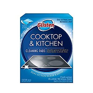 Glisten GC0608T Cooktop & Kitchen Cleaning, 8 Large/16 Small Pads, White