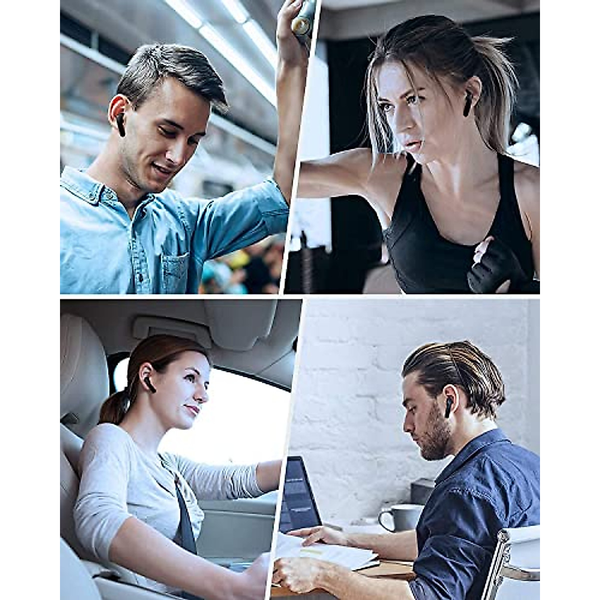 Wireless Earbuds Bluetooth 5.0 in Ear Buds Headphones Built-in Microphone, IPX8 Waterproof, Hi-Fi Sound Headset with Remaining Battery Light Charging Case for Android/Samsung/Apple iPhone, Black